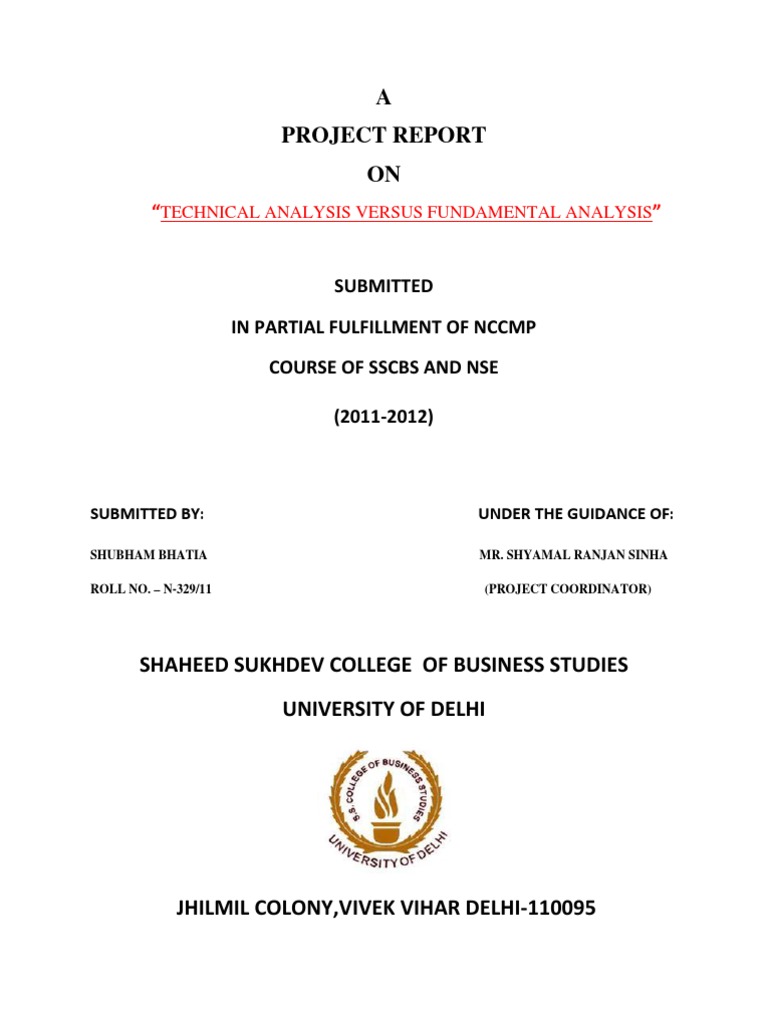 Project On Technical Analysis | PDF | Technical Analysis | Market Trend