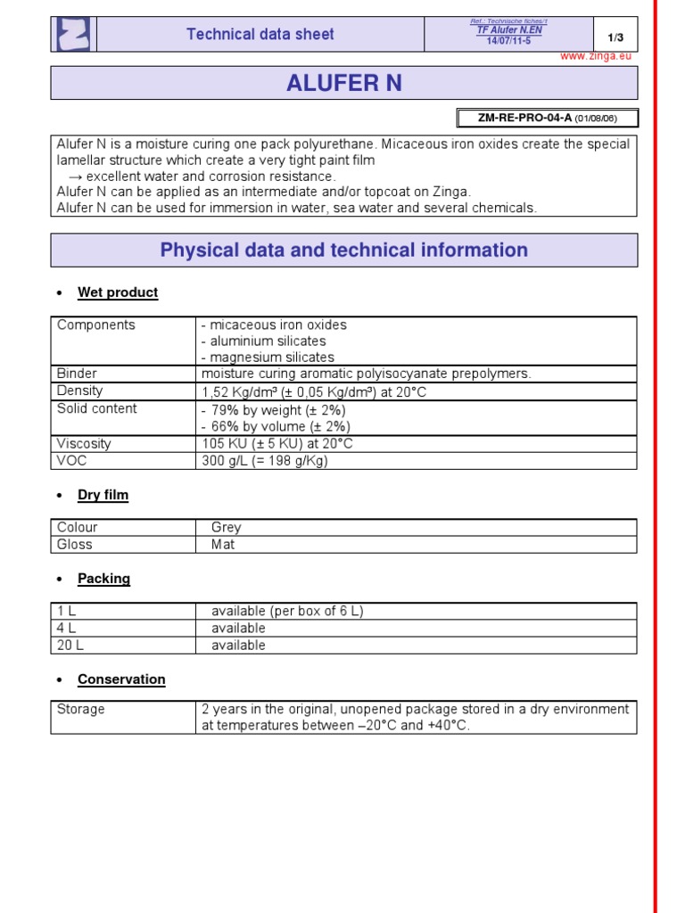 Alufer N en | PDF | Paint | Water