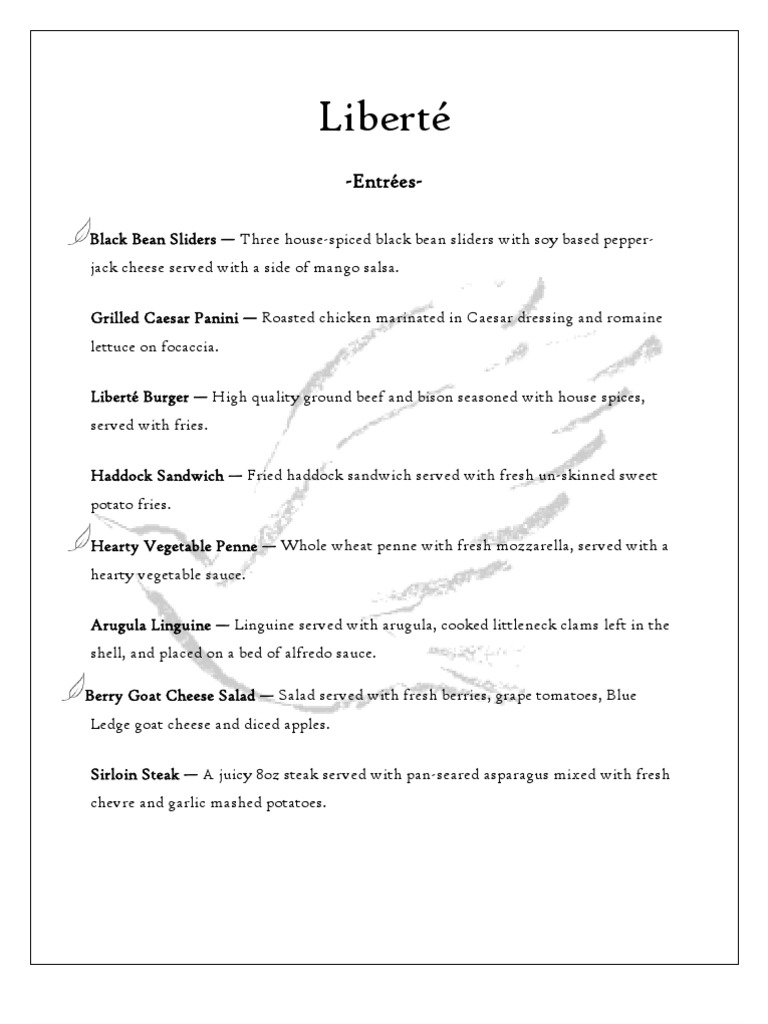 Liberté Menu | PDF