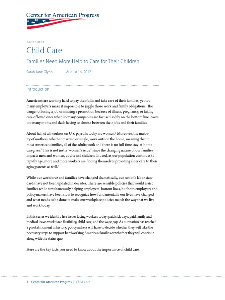 Fact Sheet: Child Care | Child Care | Relationships & Parenting