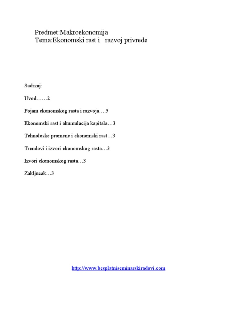 Makroekonomija - Ekonomski Rast I Razvoj | PDF
