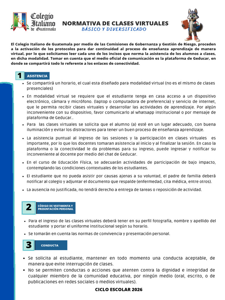 Reglamento de Clases Virtuales 2026 | PDF | Enseñando | Aprendizaje