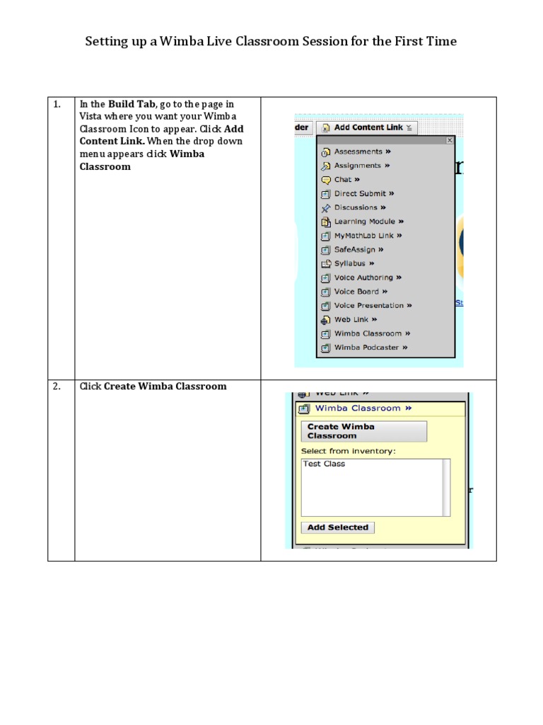 Setting Up A Wimba Live Classroom Session For The First Time | PDF ...