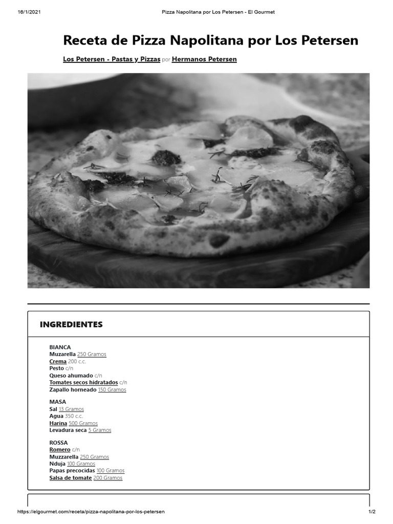 Pizza Napolitana Por Los Petersen - Los Petersen - El Gourmet | PDF ...