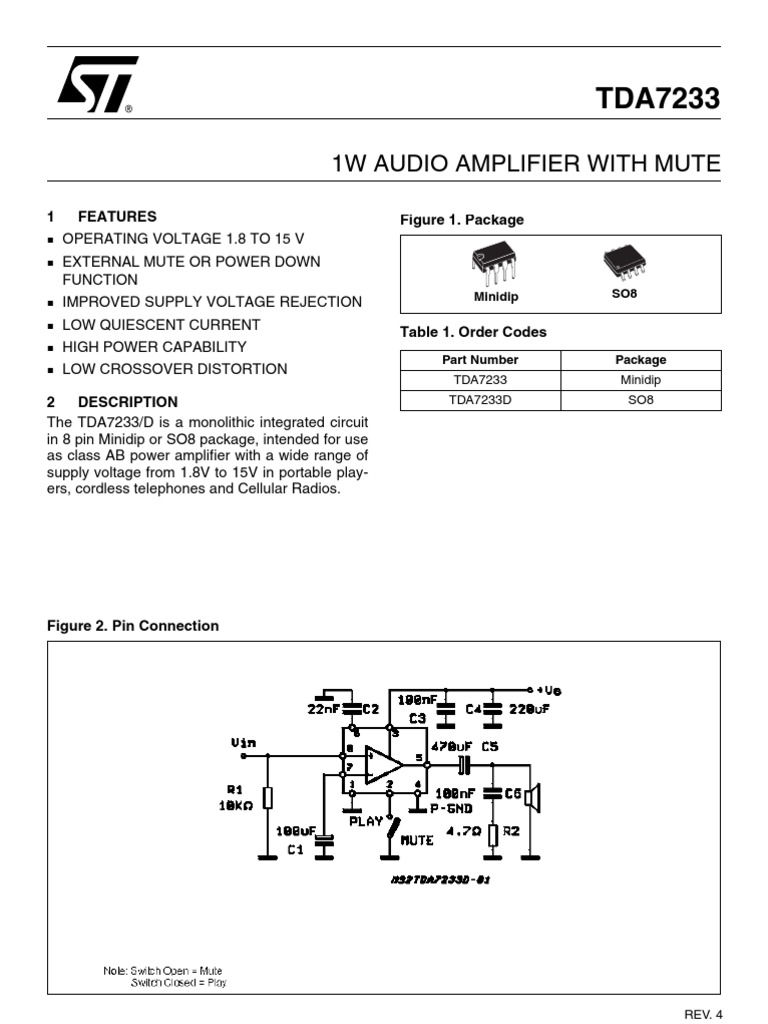 TDA7233 1w | PDF | Amplifier | Computer Engineering