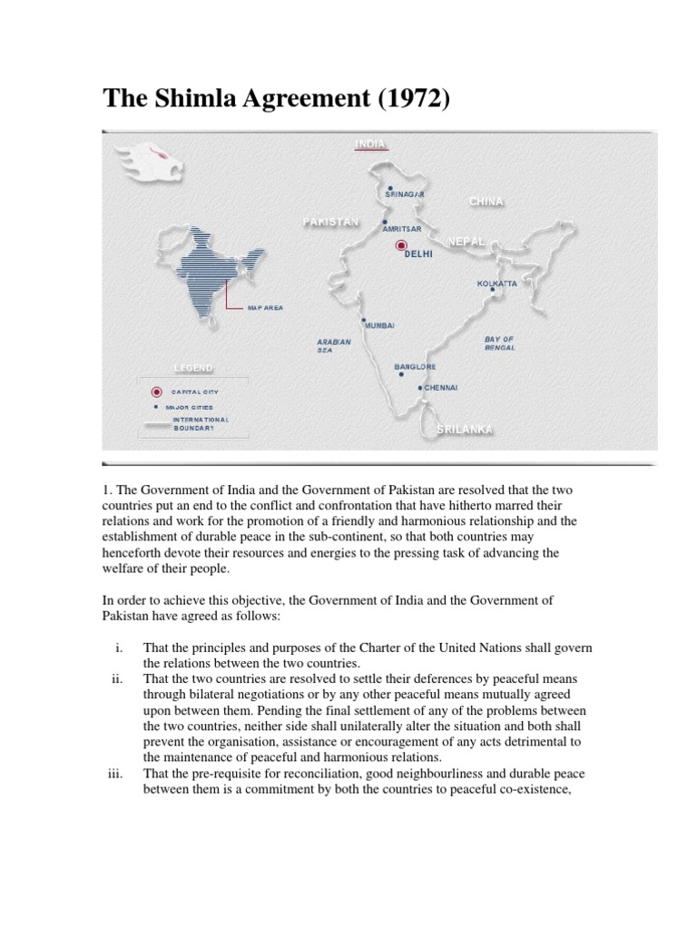 The Shimla Agreement 1972 | PDF | Pakistan | Sovereignty