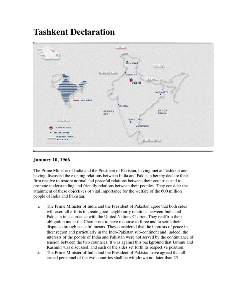 Tashkent Declaration 1966 | PDF | India–Pakistan Relations | Pakistan