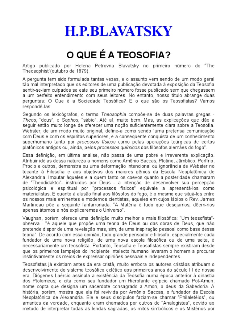 O Que É A Teosofia | PDF | Teosofia | Deus