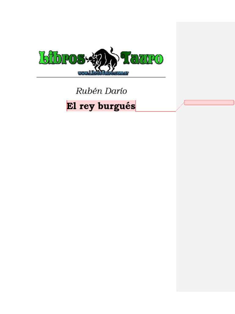 Dario, Ruben - El Rey Burgues | PDF