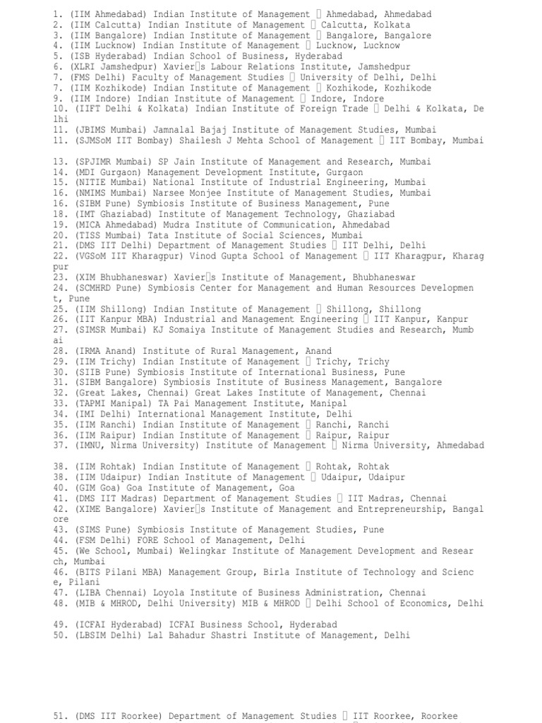 Top 100 B-Schools of An India | PDF | Higher Education | Universities ...