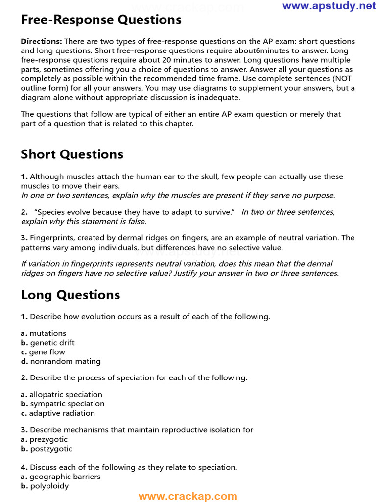 9_biology_Evolution_frq | PDF | Evolution | Natural Selection