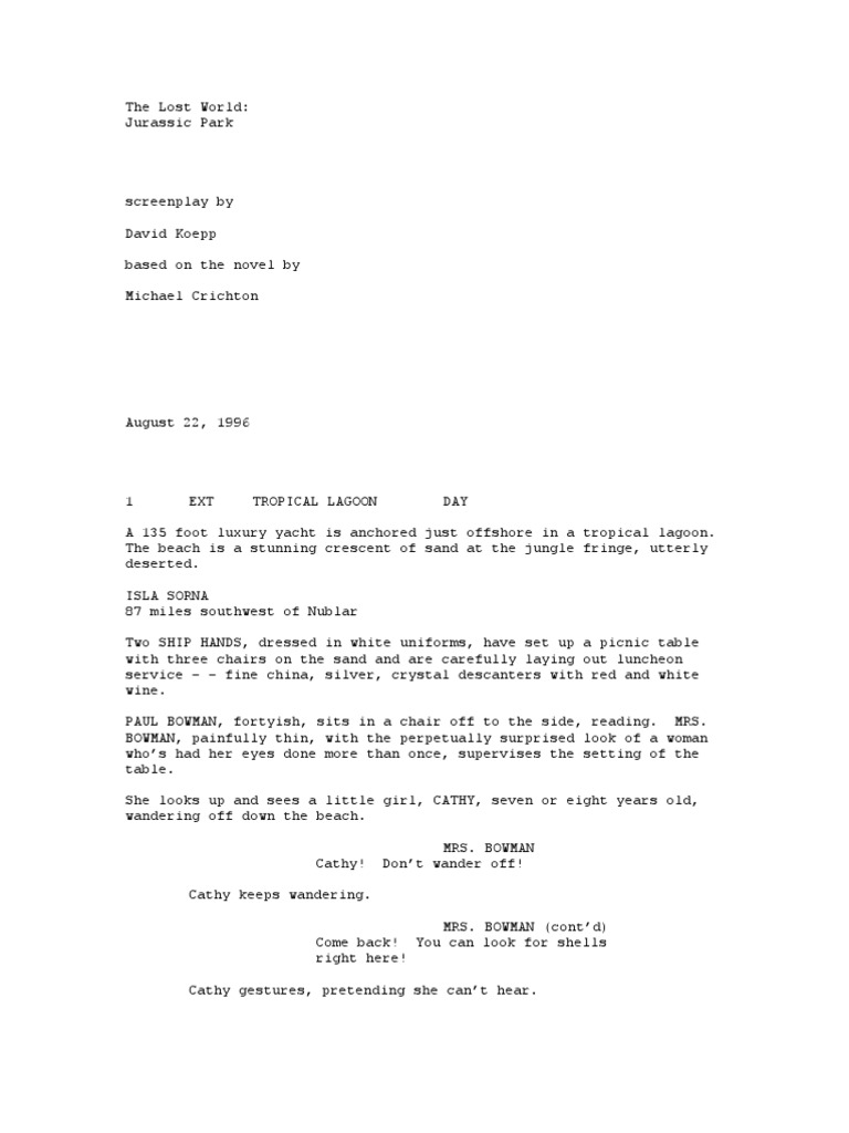 The Lost World Jurassic Park 2 Script | PDF | Nature