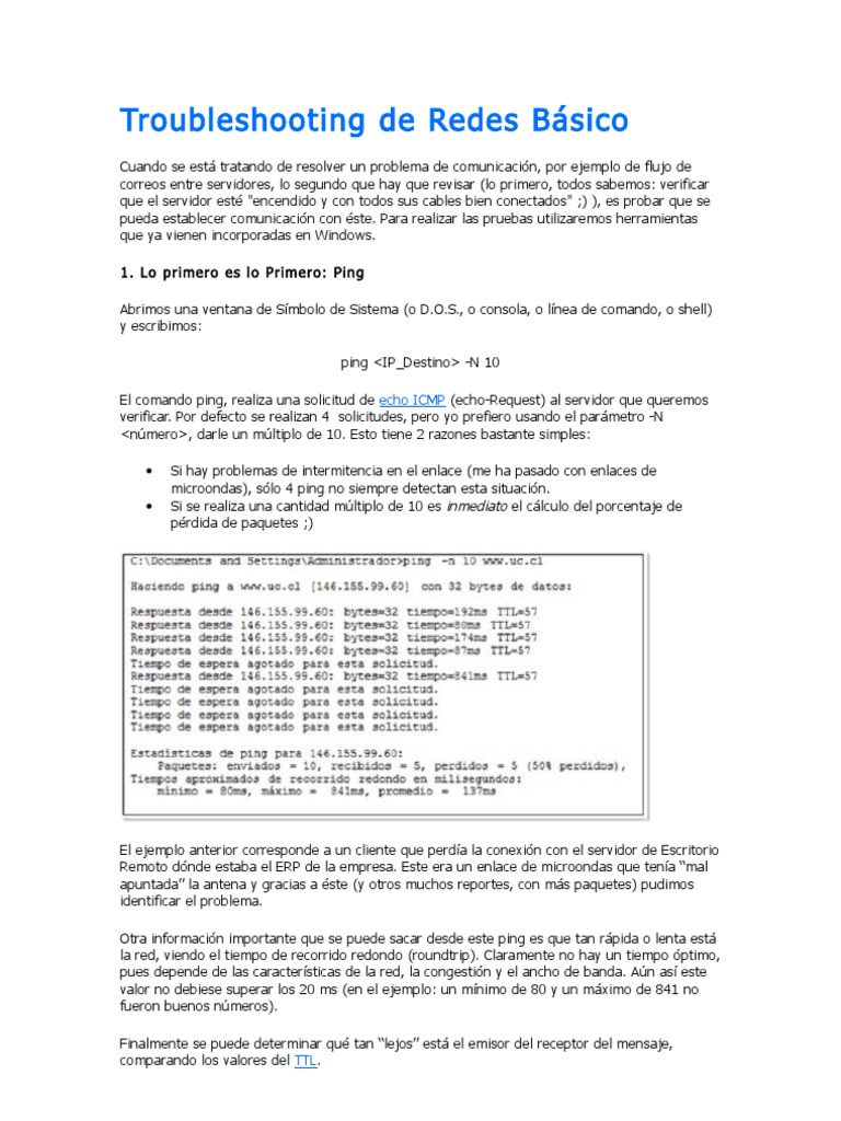 Troubleshooting de Redes Básico | PDF | Internet | sistema de nombres ...