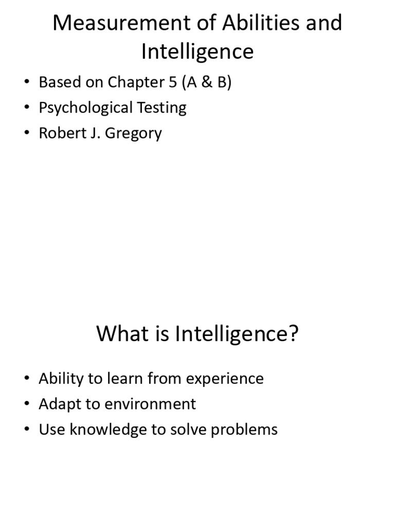 Measurement of Abilities and Intelligence | PDF