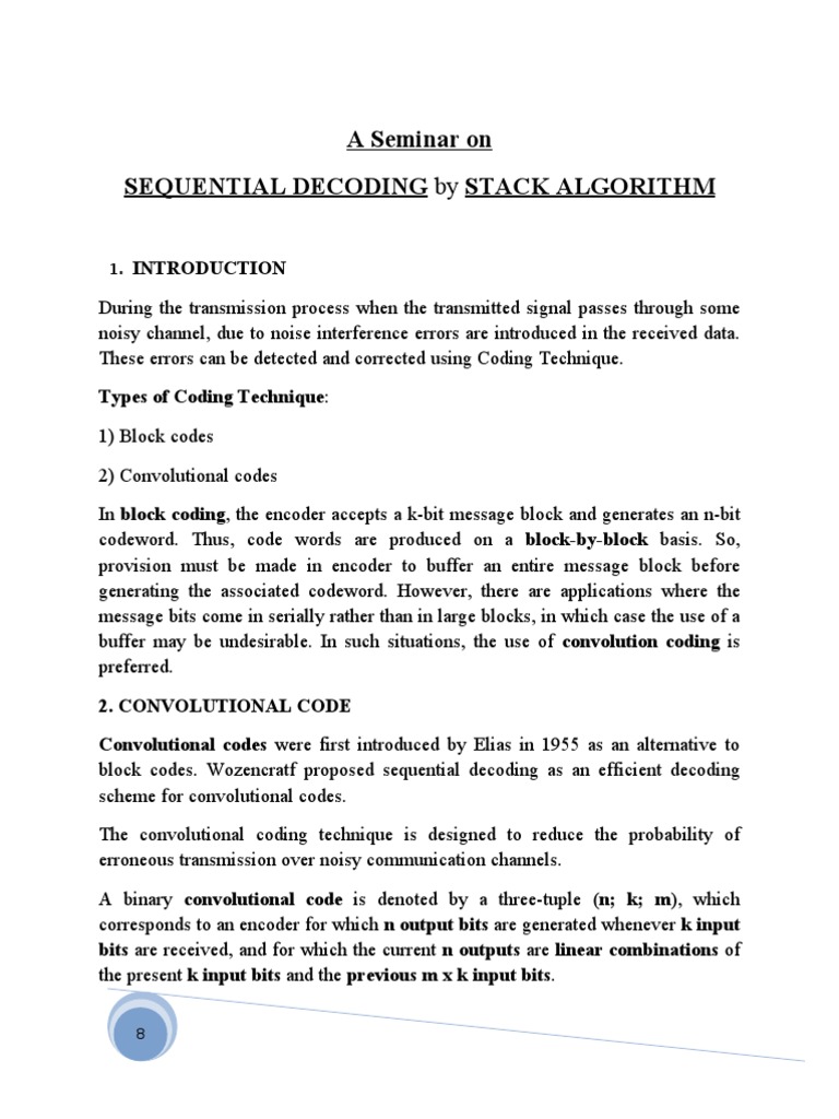 Sequential Decoding by Stack Algorithm | PDF | Forward Error Correction | Data Transmission