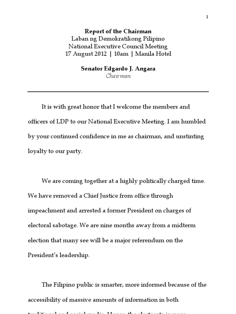 LDP Chairman's Report | PDF | United States Congress | American Government