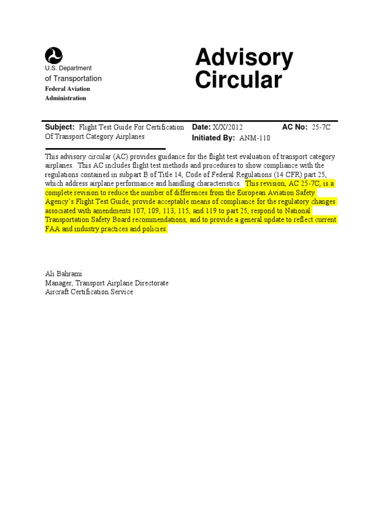 Flight Test Guide AC25-7C | PDF | Flight Test | Airplane