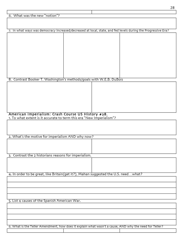 Crash Course American Imperialism Worksheet | PDF