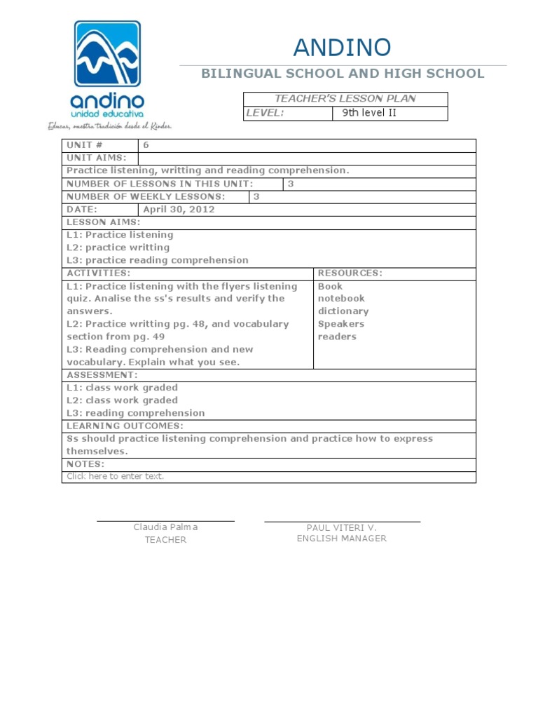 9th Grade English Lesson Plan Overview | PDF