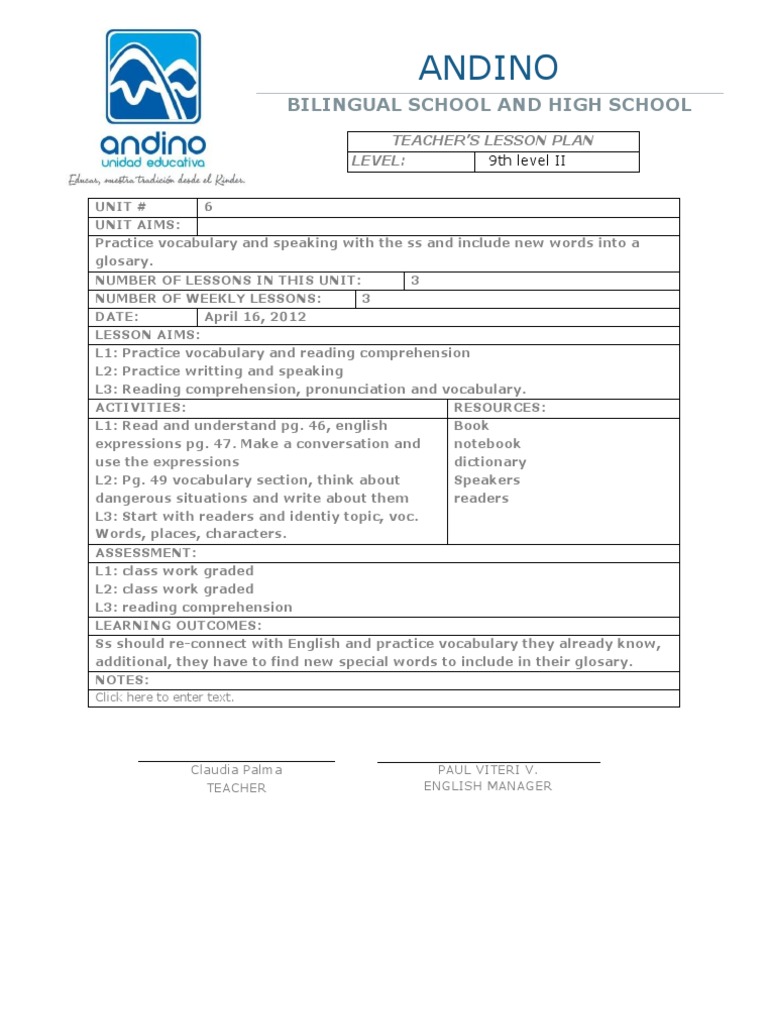 9th Grade English Lesson Plan Overview | PDF