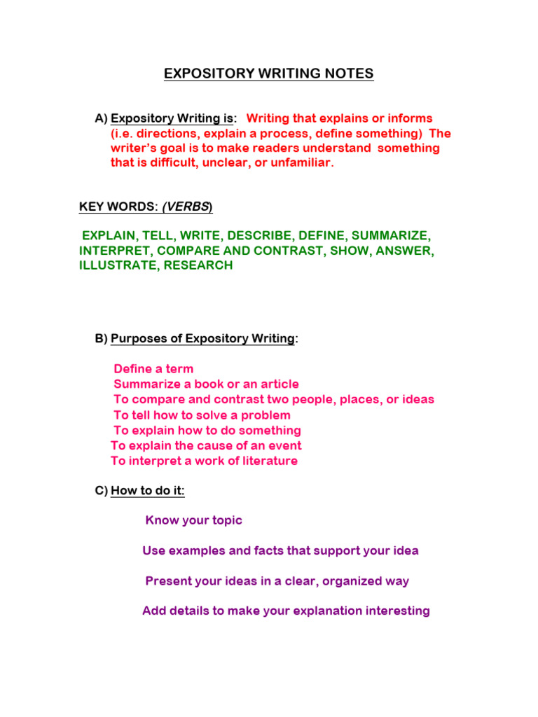 Expository Writing Notes | PDF