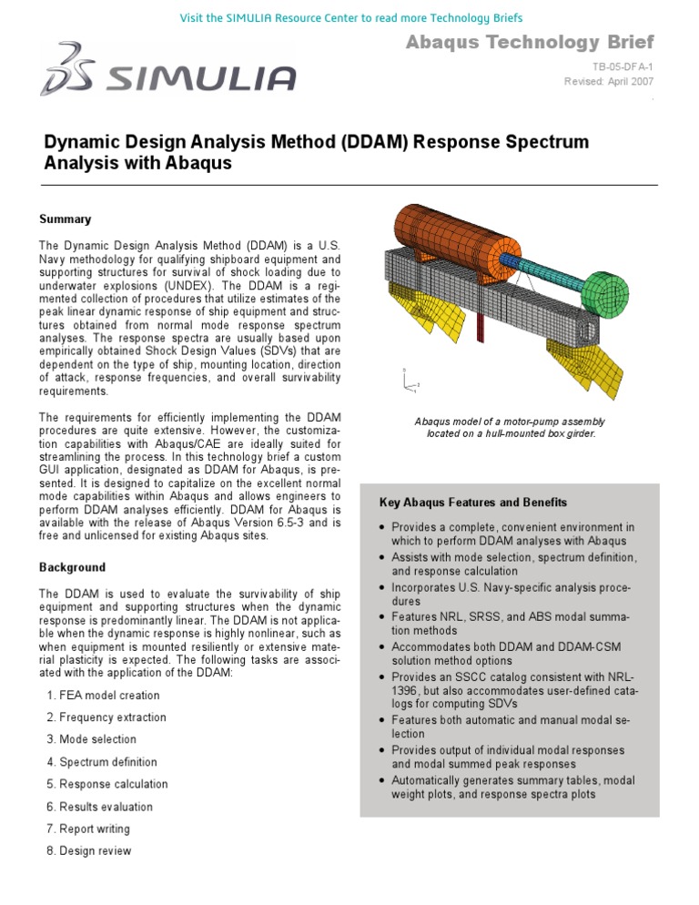 Dynamic Design Analysis Method (DDAM) With Abaqus 2005 | PDF | Areas Of ...