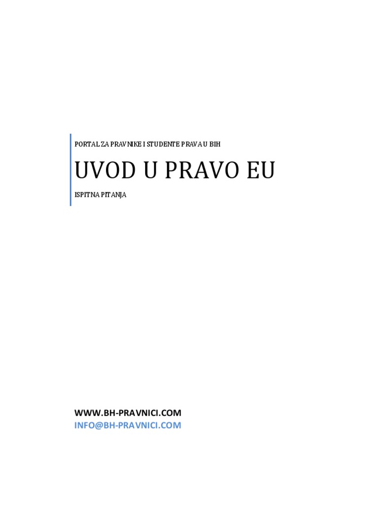 Uvod U Pravo Eu - Ispitna Pitanja | PDF