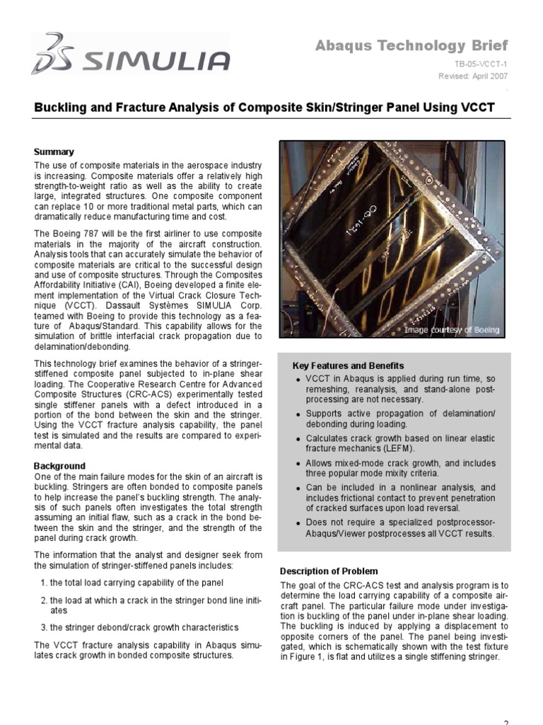 Buckling and Fracture Analysis of Composite Skin-Stringer Panel Using ...