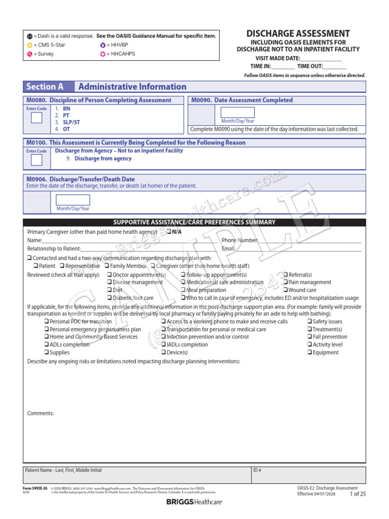 Discharge OASIS E2 | PDF | Emergency Department | Attention