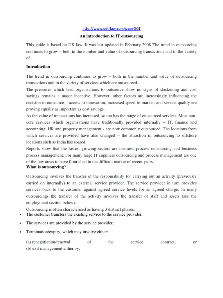 An Introduction To IT Outsourcing | PDF | Outsourcing | Offshoring
