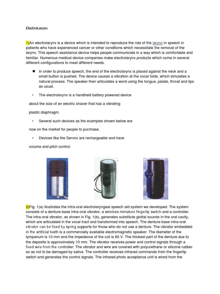 Understanding the Electrolarynx Device | PDF | Larynx | Sound