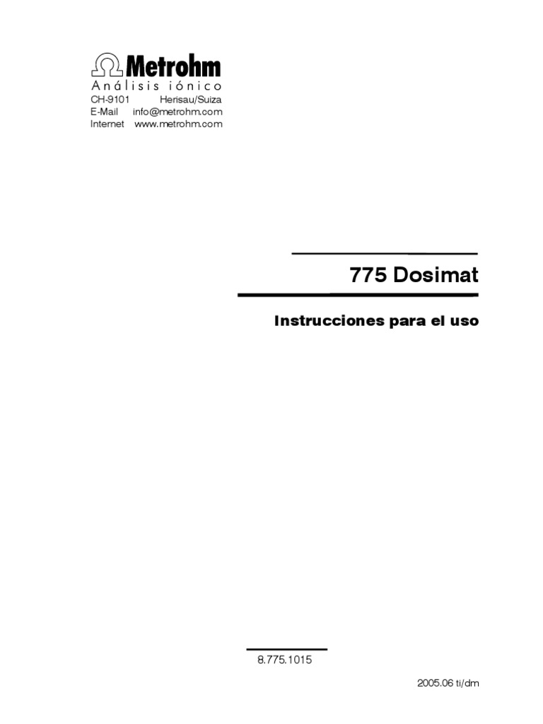 Instrucciones Uso 775 Dosimat Metrohm | PDF | Diagnostico medico | Red ...