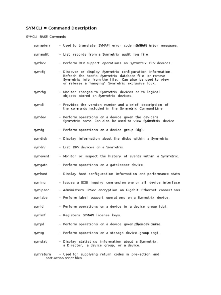 SYMCLI Command Description | PDF | Computer Data Storage | Computer File