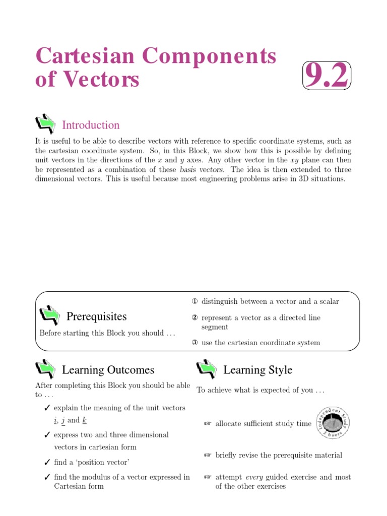 Cartesian Vector Components Explained | PDF | Cartesian Coordinate ...