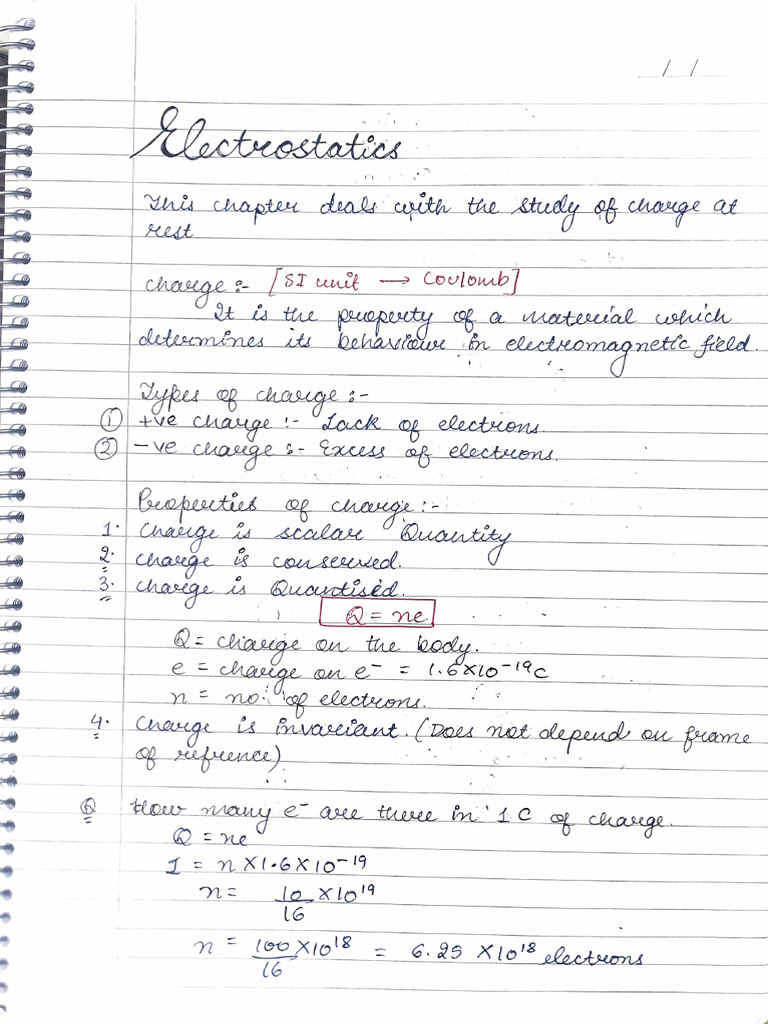 Electrostatics Notes | PDF