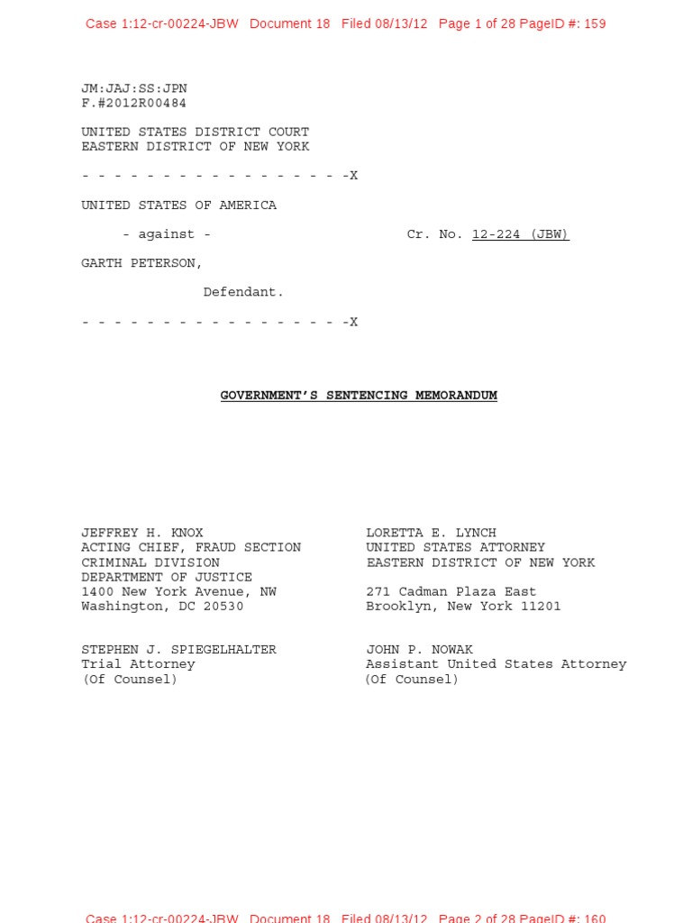 DOJ Sentencing Memo (Garth Peterson) | PDF | Morgan Stanley | United ...