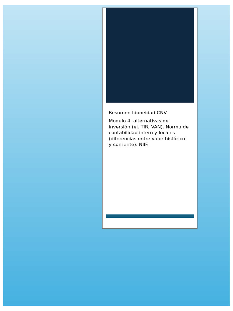 Resumen - IV - Alternativas de Inversion y Normativa Local e ...