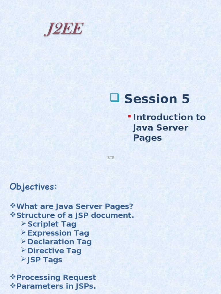 Session 5: Introduction To Java Server Pages | PDF | Java Server Pages | Java Servlet