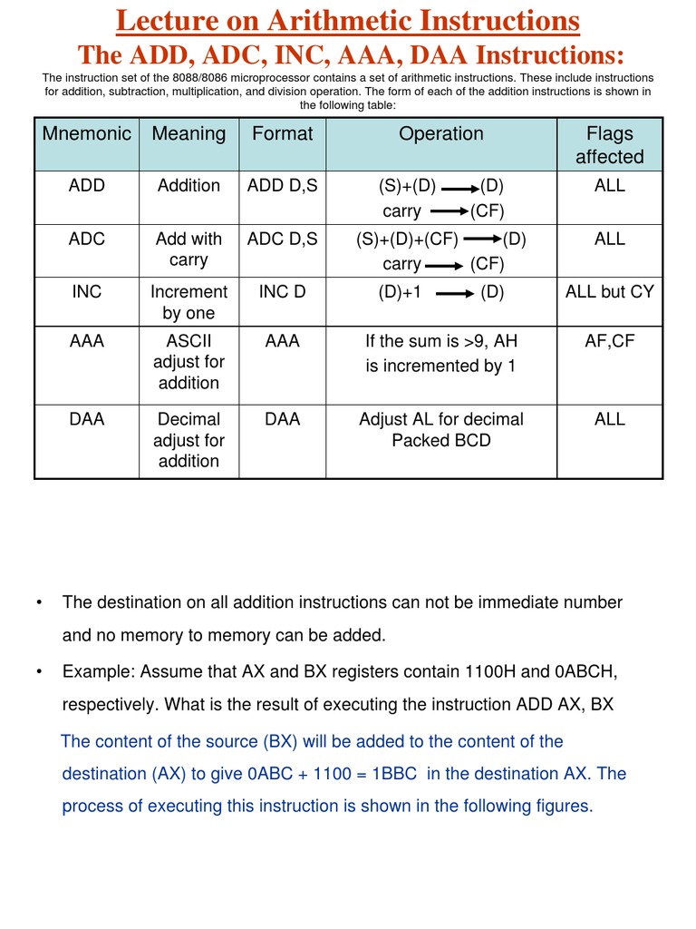 8086 Handouts | Download Free PDF | Instruction Set | Binary Coded Decimal