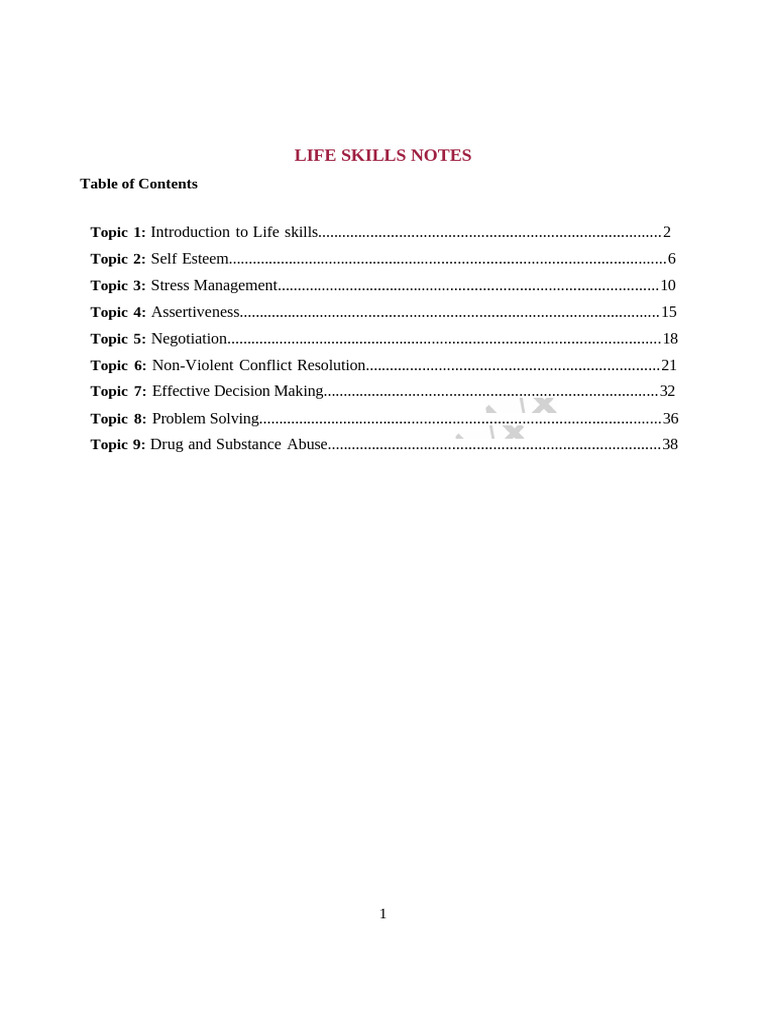 Lifeskills Notes | PDF | Self Esteem | Negotiation