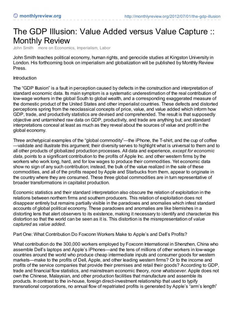 The GDP Illusion Value Added Versus Value Capture by John Smith | PDF ...