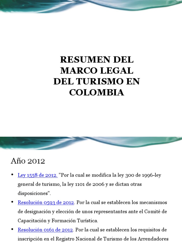 Marco Legal Del Turismo Colombia | PDF | Turismo | Impuestos