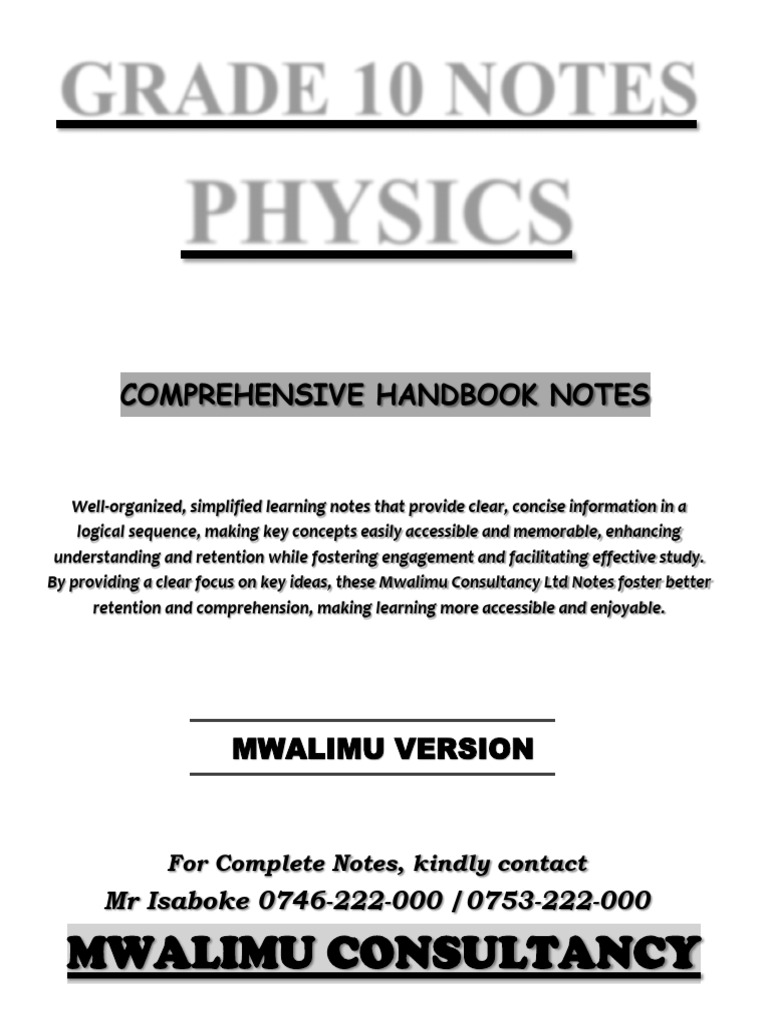 Grade 10 Physics Notes Sp | PDF | Physics | Pressure