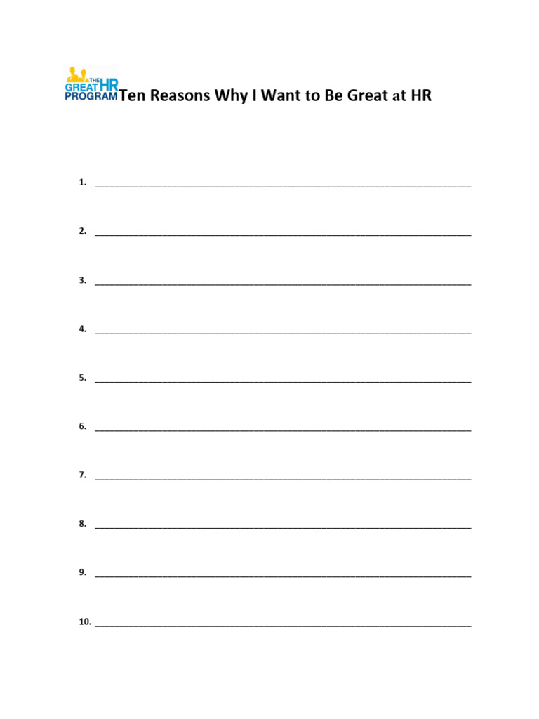 10 Reason Why I Want to Be Great at HR | PDF