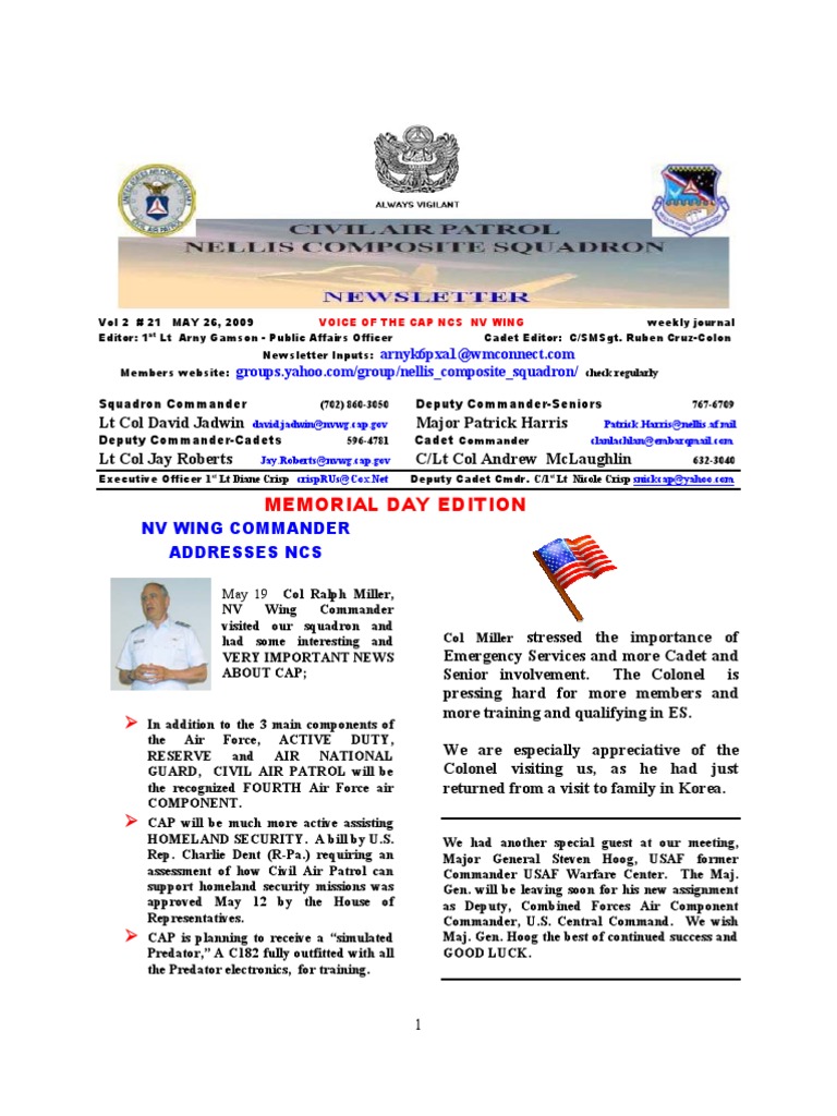 CAP Nevada Wing Weekly Update | PDF | Civil Air Patrol | United States ...