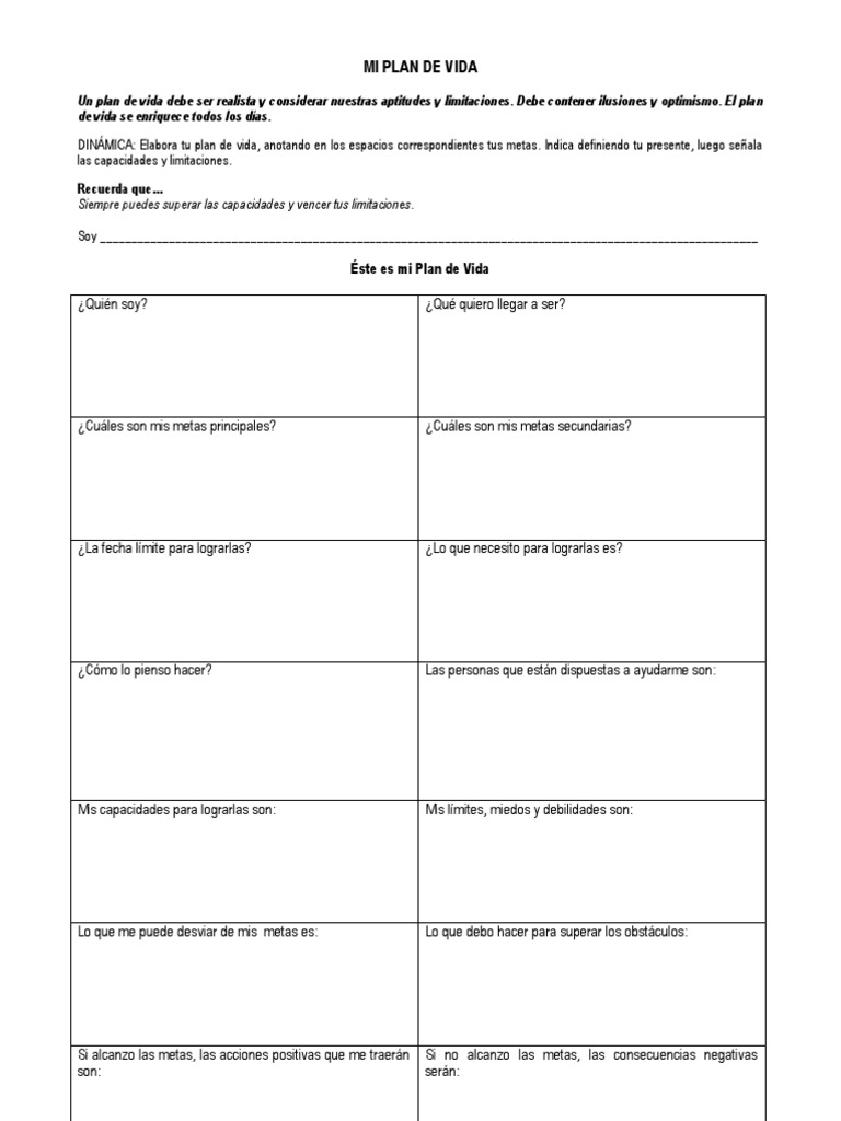 Mi Plan de Vida | PDF