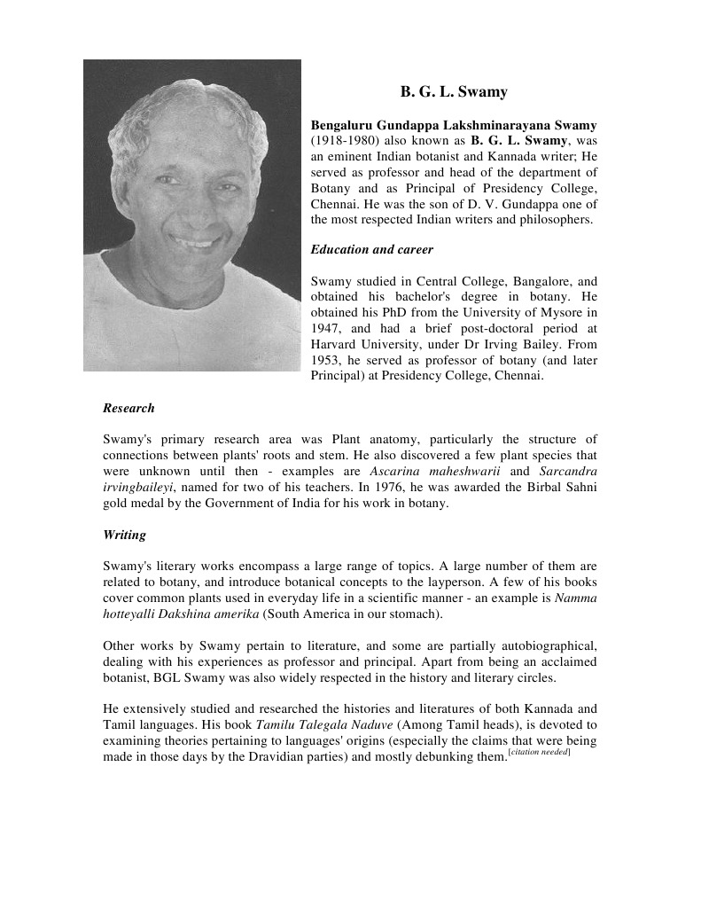 B G L Swamy | PDF