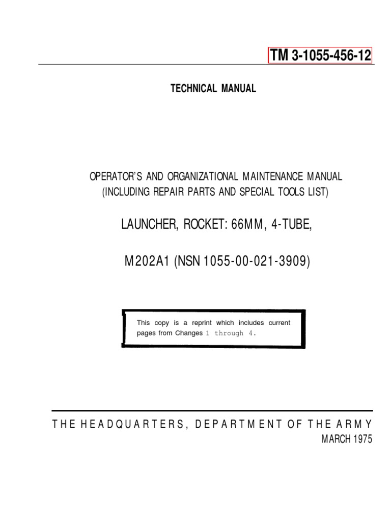 tm-3-1055-456-12 M202A1 | PDF | Trigger (Firearms) | Projectile Weapons