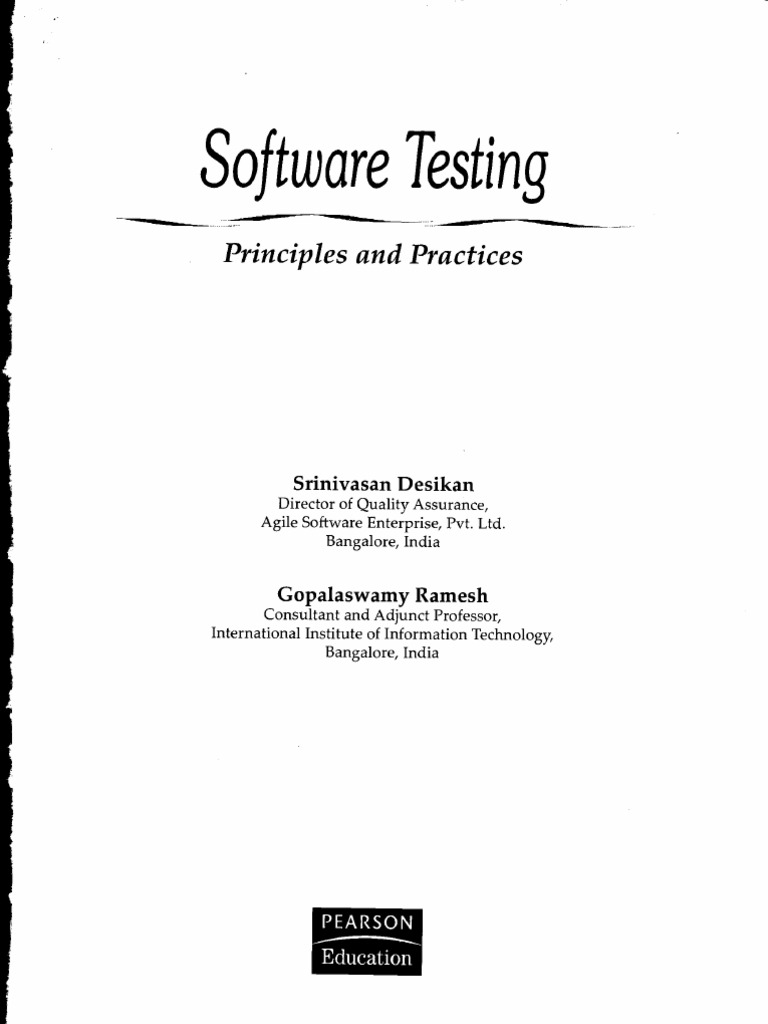 Software Testing Principles And Practices By Srinivasan Pdf Software Testing Software