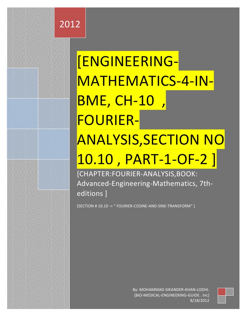Engineering Mathematics 4 in Bme, CH 10, Fourier Analysis, Section No ...